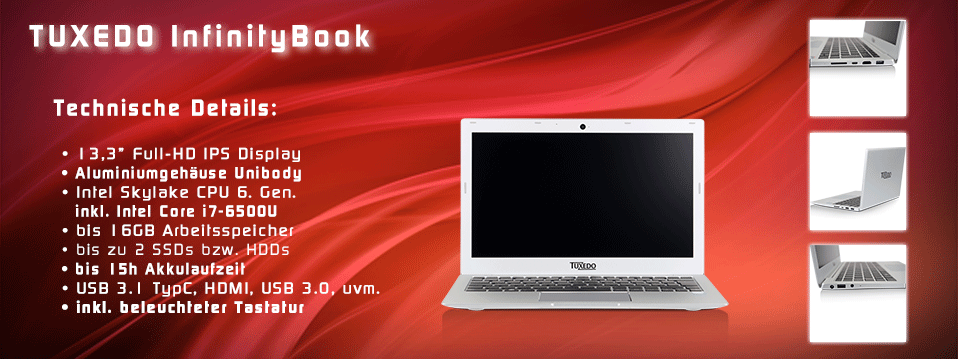 Linux Notebooks und Computer Laptops und PCs Hardware von TUXEDO